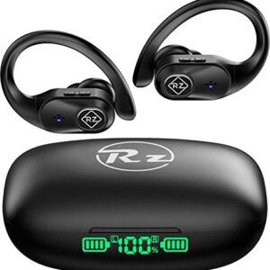 Wireless Earbuds Bluetooth Headphones Wireless Charging Case LED Display 40H Playtime Built in Mic Over Ear buds Waterproof Earphones with Earhooks Deep Bass Sound Headset for Sport Running Workout TV