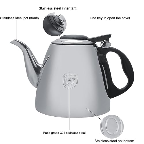 Tea Kettle Stovetop, 1.2l 1.5L Stainless Steel Stove top Teapot Tea Coffee Pot Kettle Heat Resistant Handle (1.2L)