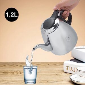 Tea Kettle Stovetop, 1.2l 1.5L Stainless Steel Stove top Teapot Tea Coffee Pot Kettle Heat Resistant Handle (1.2L)