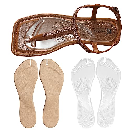 (2 Pairs) Cushion Insoles for Flip Flop Thong Sandals, Gel Adhesive Arch Support Flip Flop Thong Inserts Pain Relief Anti-Slip for High Heels