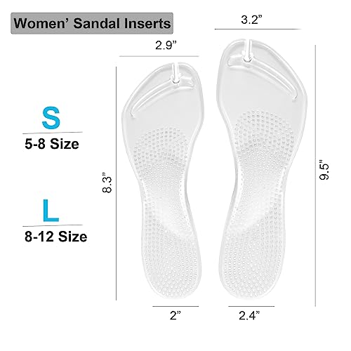 (2 Pairs) Cushion Insoles for Flip Flop Thong Sandals, Gel Adhesive Arch Support Flip Flop Thong Inserts Pain Relief Anti-Slip for High Heels