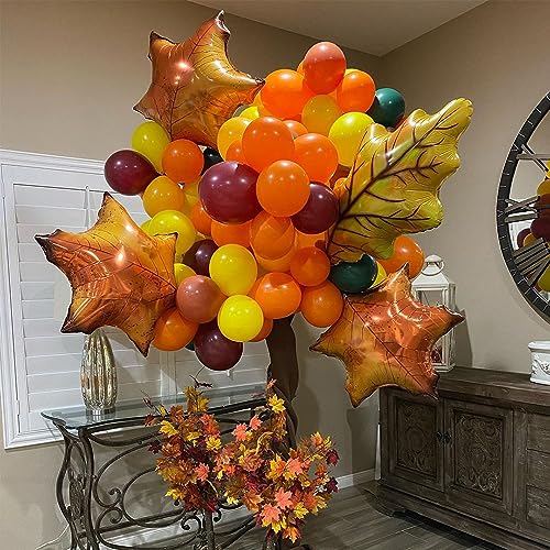 Fall Thanksgiving Party Decorations,150Pcs Orange Balloon Garland Arch Kit Burnt Orange Brown Yellow Blush Balloon for Autumn Harvest Baby Shower Birthday Wedding Supplies Decor