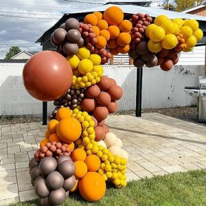 Fall Thanksgiving Party Decorations,150Pcs Orange Balloon Garland Arch Kit Burnt Orange Brown Yellow Blush Balloon for Autumn Harvest Baby Shower Birthday Wedding Supplies Decor