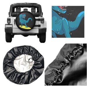 Surfer Dinosaur Tire Cover Spare Tire Type Cover Wheel Protectors Weatherproof Vinyl Leather for Truck, Trailer Rv, SUV 14 Inch