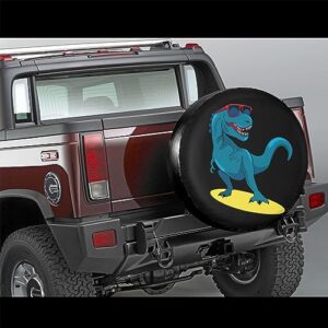 Surfer Dinosaur Tire Cover Spare Tire Type Cover Wheel Protectors Weatherproof Vinyl Leather for Truck, Trailer Rv, SUV 14 Inch