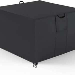 Square Firepit Patio Furniture Covers, Waterproof Outdoor Table Cover, Durable 500D Patio Fire Pit Table Cover, Outdoor Covers for Patio Furniture, 36"L x 36"W x 21"H -Black