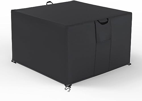 Square Firepit Patio Furniture Covers, Waterproof Outdoor Table Cover, Durable 500D Patio Fire Pit Table Cover, Outdoor Covers for Patio Furniture, 36"L x 36"W x 21"H -Black