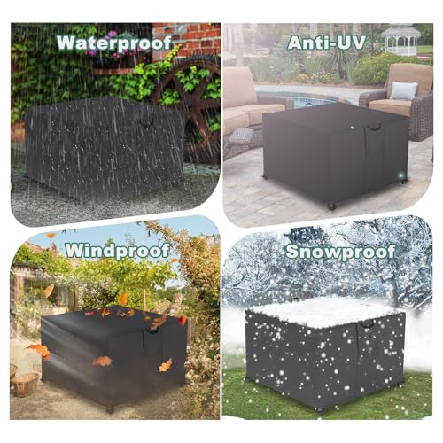 Square Firepit Patio Furniture Covers, Waterproof Outdoor Table Cover, Durable 500D Patio Fire Pit Table Cover, Outdoor Covers for Patio Furniture, 36"L x 36"W x 21"H -Black