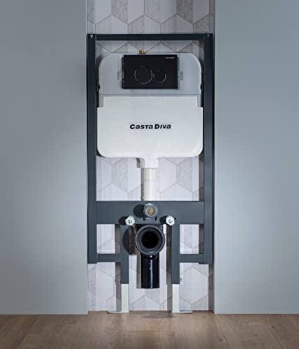 Casta Diva In-Wall Toilet Combo Set Incl. Wall Hung Toilet Bowl & Seat, Wall Tank and Carrier System, For 2x4 / 2x6 Studs