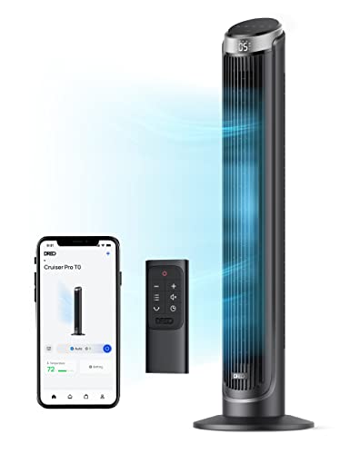 Dreo Smart Tower Fans that Blow Cold Air, 90° Oscillating Fans for Indoors, 26ft/s Velocity Quiet Floor Fan & Tower Fan with Remote, Smart Oscillating Quiet Fans for Bedroom, Bladeless