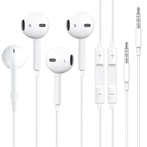 2 Pack-Earbuds Headphones with 3.5mm Plug [MFi Certified] Wired Earphones with Mic, Volume Control Compatible with iPhone,iPad,iPod,Computer,MP3/4,Android and Most 3.5mm Audio Devices