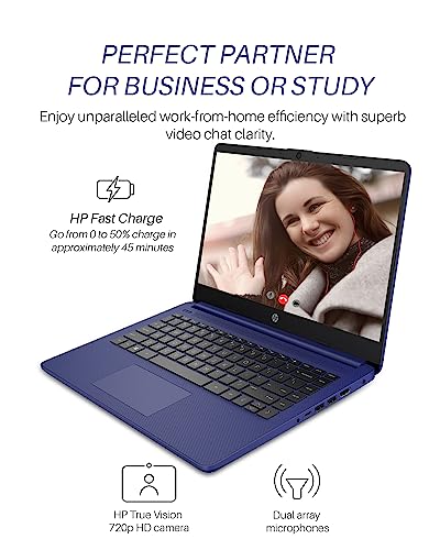 HP 2023 Newest 14" Thin and Light Laptop for Student and Business, Intel Celeron N4120, 16GB RAM, 320GB Storage (64GB eMMC+256GB Micro SD), 12H Long Battery, Win 11 Home S, Bundle with JAWFOAL