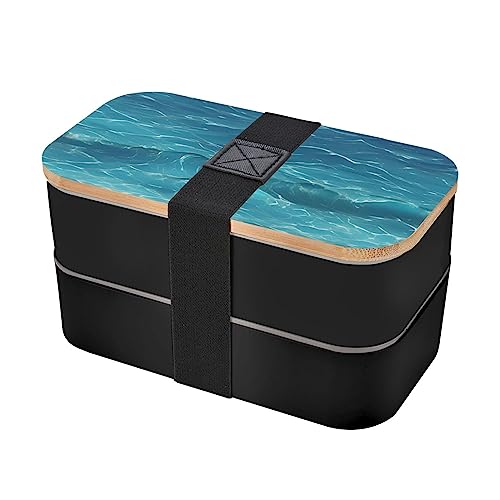 The Deep Blue Sea Adult Lunch Box, Bento Box, With Cutlery Set Of 3, 2 Compartments, Rectangular, Lunch Box For Adults