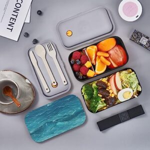 The Deep Blue Sea Adult Lunch Box, Bento Box, With Cutlery Set Of 3, 2 Compartments, Rectangular, Lunch Box For Adults