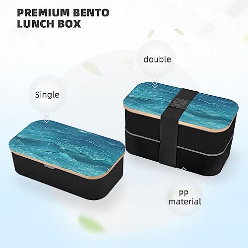 The Deep Blue Sea Adult Lunch Box, Bento Box, With Cutlery Set Of 3, 2 Compartments, Rectangular, Lunch Box For Adults