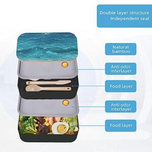 The Deep Blue Sea Adult Lunch Box, Bento Box, With Cutlery Set Of 3, 2 Compartments, Rectangular, Lunch Box For Adults