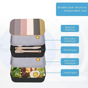 A Warm And Rustic Colour Scheme Adult Lunch Box, Bento Box, With Cutlery Set Of 3, 2 Compartments, Rectangular, Lunch Box For Adults