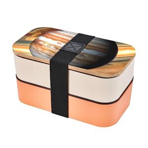 jupiter landscape adult lunch box, bento box, with cutlery set of 3, 2 compartments, rectangular, lunch box for adults