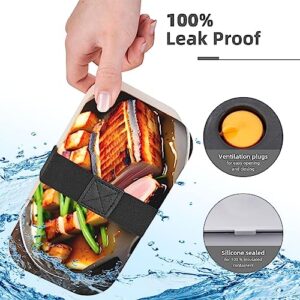 Delicious Grilled Meat Adult Lunch Box, Bento Box, With Cutlery Set Of 3, 2 Compartments, Rectangular, Lunch Box For Adults