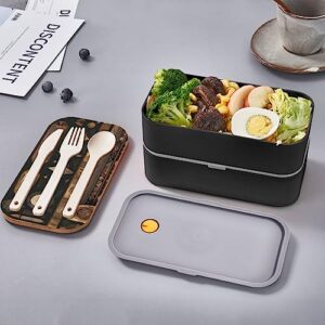 Bohemian Style Adult Lunch Box, Bento Box, With Cutlery Set Of 3, 2 Compartments, Rectangular, Lunch Box For Adults