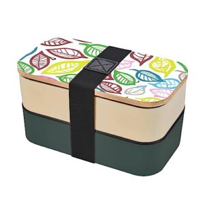 leaf lines adult lunch box, bento box, with cutlery set of 3, 2 compartments, rectangular, lunch box for adults