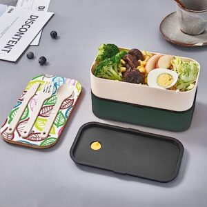 Leaf Lines Adult Lunch Box, Bento Box, With Cutlery Set Of 3, 2 Compartments, Rectangular, Lunch Box For Adults