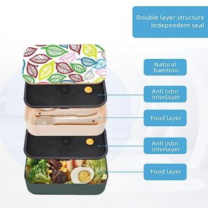 Leaf Lines Adult Lunch Box, Bento Box, With Cutlery Set Of 3, 2 Compartments, Rectangular, Lunch Box For Adults