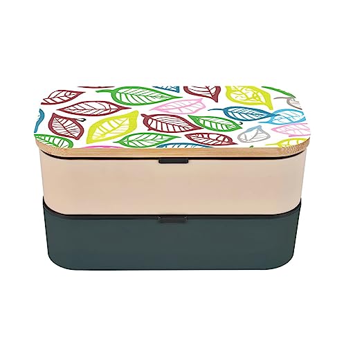 Leaf Lines Adult Lunch Box, Bento Box, With Cutlery Set Of 3, 2 Compartments, Rectangular, Lunch Box For Adults