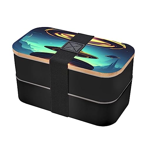 Spacecraft Descend Adult Lunch Box, Bento Box, With Cutlery Set Of 3, 2 Compartments, Rectangular, Lunch Box For Adults