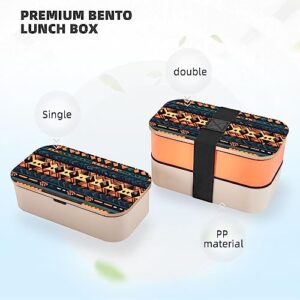 African Tribal Ethnic Texture Adult Lunch Box, Bento Box, With Cutlery Set Of 3, 2 Compartments, Rectangular, Lunch Box For Adults