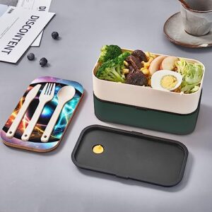 Wonderful Universe Adult Lunch Box, Bento Box, With Cutlery Set Of 3, 2 Compartments, Rectangular, Lunch Box For Adults