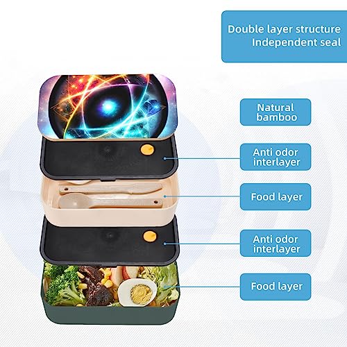 Wonderful Universe Adult Lunch Box, Bento Box, With Cutlery Set Of 3, 2 Compartments, Rectangular, Lunch Box For Adults