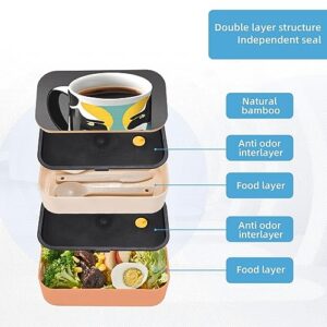 Mug Coffee Adult Lunch Box, Bento Box, With Cutlery Set Of 3, 2 Compartments, Rectangular, Lunch Box For Adults