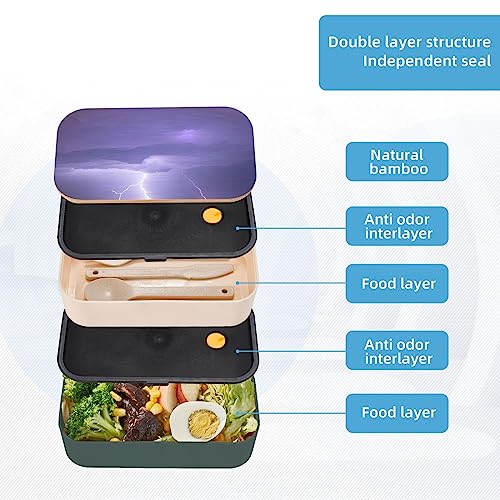 Lightning Storm Adult Lunch Box, Bento Box, With Cutlery Set Of 3, 2 Compartments, Rectangular, Lunch Box For Adults