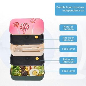 Colorful Lollipop Adult Lunch Box, Bento Box, With Cutlery Set Of 3, 2 Compartments, Rectangular, Lunch Box For Adults