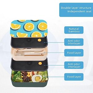 Lemon Wedges Adult Lunch Box, Bento Box, With Cutlery Set Of 3, 2 Compartments, Rectangular, Lunch Box For Adults