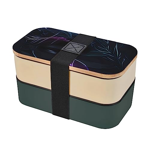 Black Mystery Adult Lunch Box, Bento Box, With Cutlery Set Of 3, 2 Compartments, Rectangular, Lunch Box For Adults