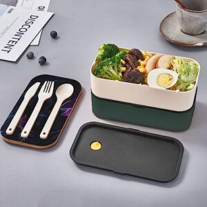 Black Mystery Adult Lunch Box, Bento Box, With Cutlery Set Of 3, 2 Compartments, Rectangular, Lunch Box For Adults