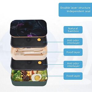 Black Mystery Adult Lunch Box, Bento Box, With Cutlery Set Of 3, 2 Compartments, Rectangular, Lunch Box For Adults