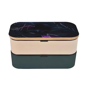 Black Mystery Adult Lunch Box, Bento Box, With Cutlery Set Of 3, 2 Compartments, Rectangular, Lunch Box For Adults