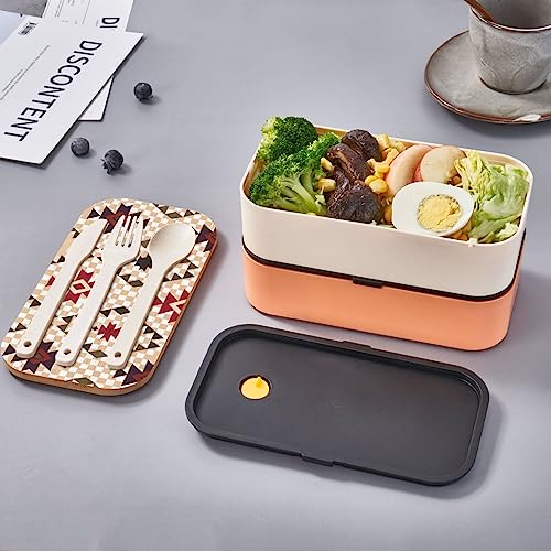 Geometric Vector Adult Lunch Box, Bento Box, With Cutlery Set Of 3, 2 Compartments, Rectangular, Lunch Box For Adults