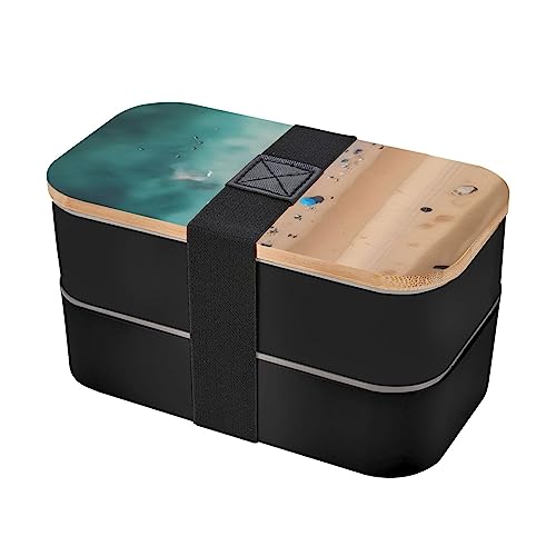 Aerial View Of The Beach Adult Lunch Box, Bento Box, With Cutlery Set Of 3, 2 Compartments, Rectangular, Lunch Box For Adults