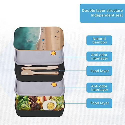 Aerial View Of The Beach Adult Lunch Box, Bento Box, With Cutlery Set Of 3, 2 Compartments, Rectangular, Lunch Box For Adults