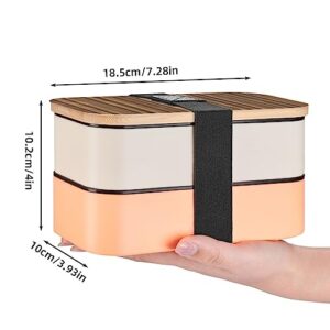 Solid Wood Pattern Adult Lunch Box, Bento Box, With Cutlery Set Of 3, 2 Compartments, Rectangular, Lunch Box For Adults