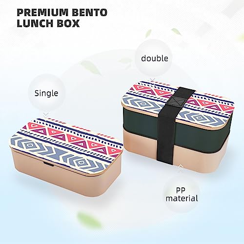 Plain Geometric Floral Pattern Adult Lunch Box, Bento Box, With Cutlery Set Of 3, 2 Compartments, Rectangular, Lunch Box For Adults