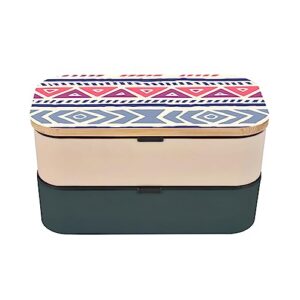 Plain Geometric Floral Pattern Adult Lunch Box, Bento Box, With Cutlery Set Of 3, 2 Compartments, Rectangular, Lunch Box For Adults