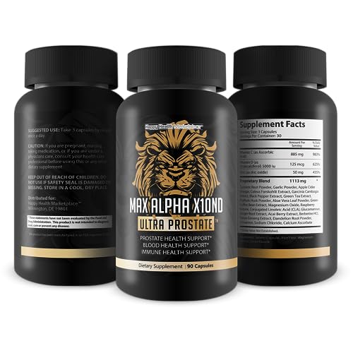 Max Alpha X10ND Ultra Prostate - T Prostate Support for Men - Promote Energy & Endurance - Blood Flow Support for Prostate Health with Vitamin D, Ginseng, Green Tea, & Zinc - Immune Support Benefits