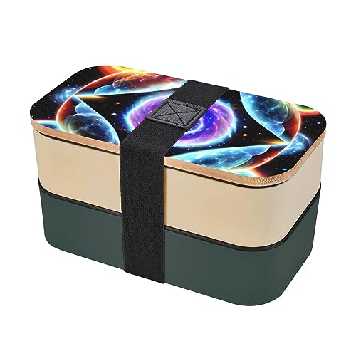 Cosmic Stars Adult Lunch Box, Bento Box, With Cutlery Set Of 3, 2 Compartments, Rectangular, Lunch Box For Adults