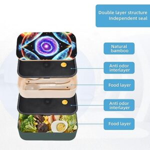 Cosmic Stars Adult Lunch Box, Bento Box, With Cutlery Set Of 3, 2 Compartments, Rectangular, Lunch Box For Adults