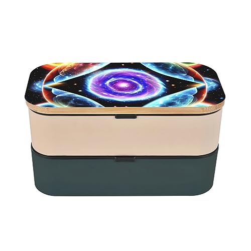 Cosmic Stars Adult Lunch Box, Bento Box, With Cutlery Set Of 3, 2 Compartments, Rectangular, Lunch Box For Adults